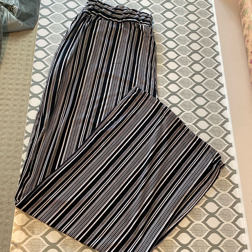 Robert Louis Wide Leg Palazzo Pants. Navy/White Strip… - Gem